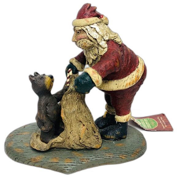 Coyne's and Company | Art | American Chestnut Folk Art Santa And Bear I ...